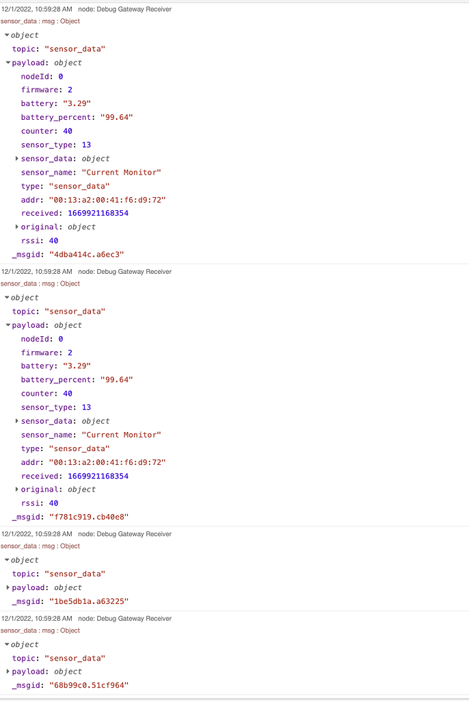 Duplicate Replicate Sensor Data Received In Node Red Node Red Community